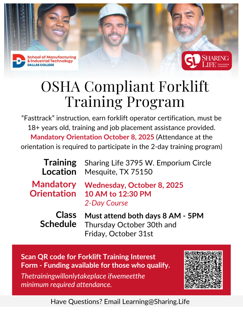OSHA Compliant Forklift Training Program - Sharing Life Community Outreach